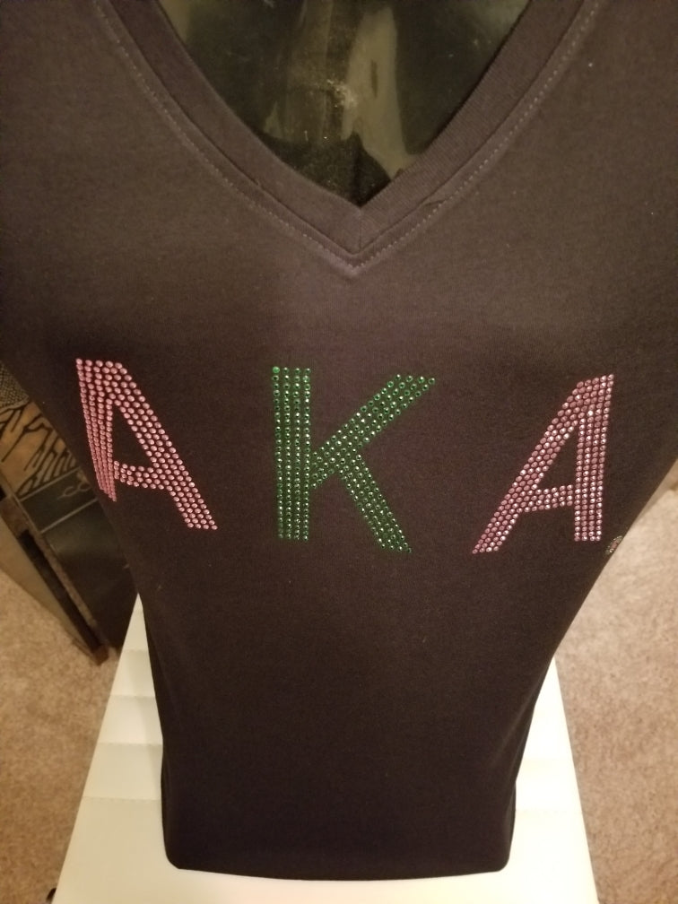 AKA BLACK V-NECK TEE AKA DESIGN – You-Nique, LLC